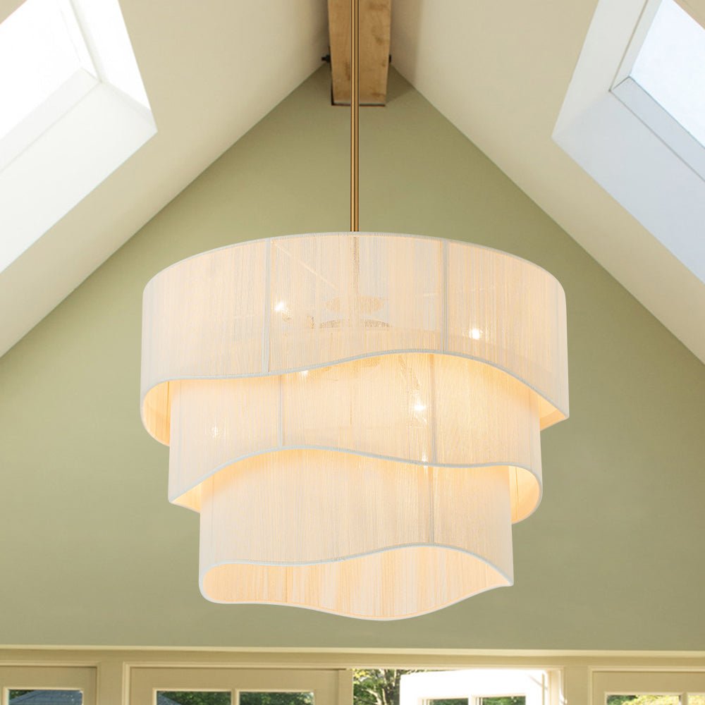 Boho 6-Light Rope Tiered Drum Woven Chandelier, Tiered Rope Chandelier ...