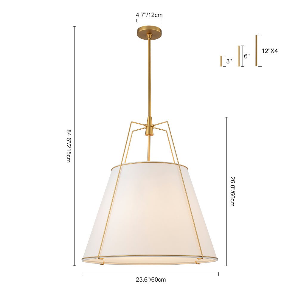 Contemporary 4-Light Conical Linen Tapered Pendant Light – Pendantlightie