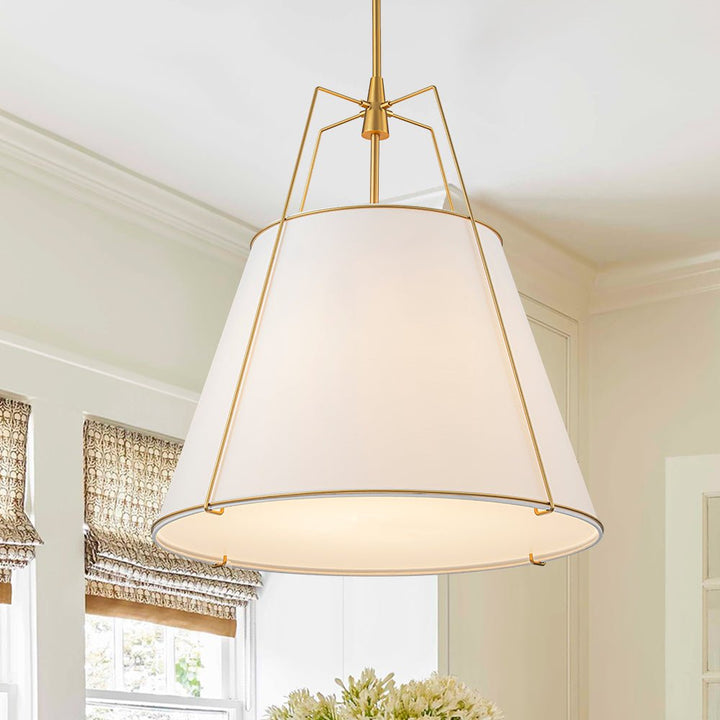 Contemporary 4-Light Conical Linen Tapered Pendant Light – Pendantlightie