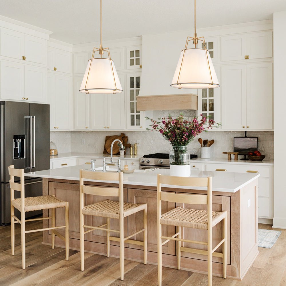 Contemporary 4-Light Conical Linen Tapered Pendant Light – Pendantlightie