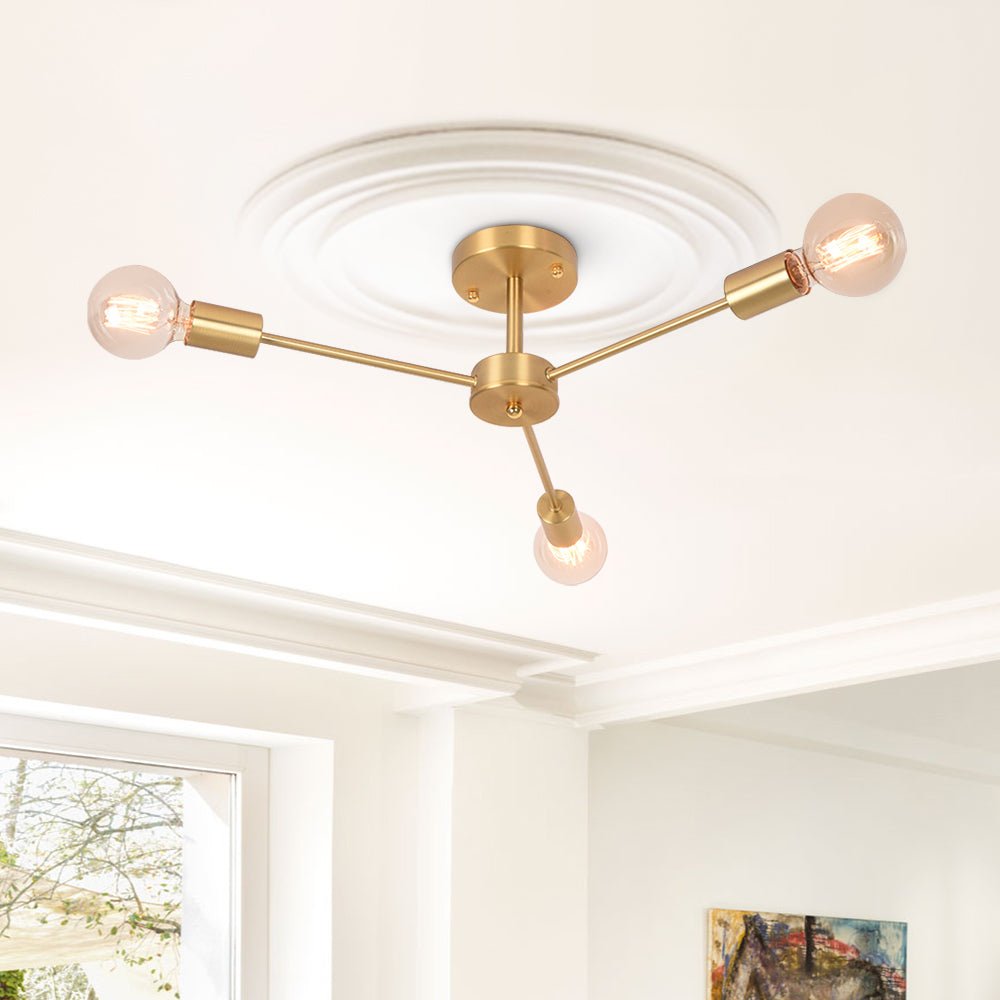 Mid-Century 3-Light Sputnik Style Ceiling Light For Low Ceiling ...