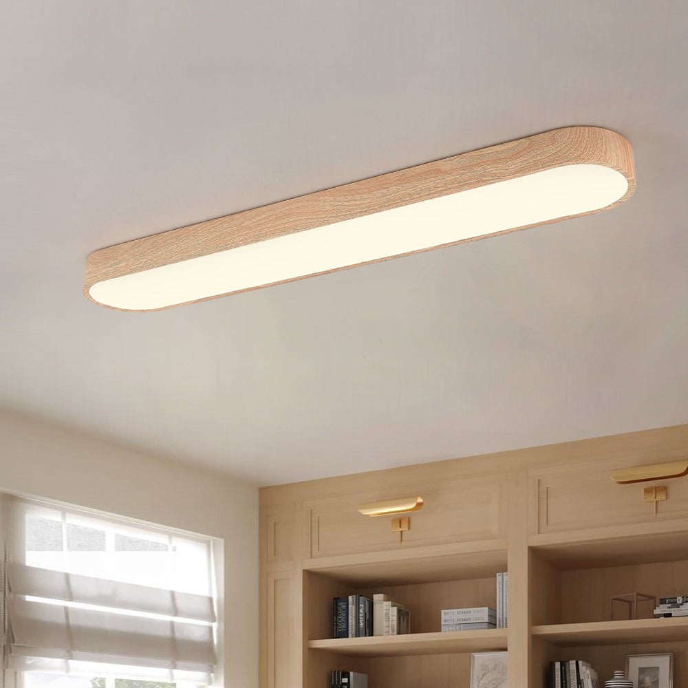Nordic 1-Light Oval Shape Led Ceiling Flush Mount With Wood Accent ...
