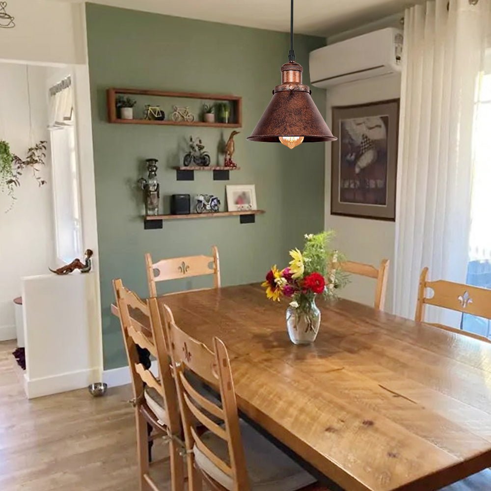 Farmhouse Industrial Single Rustic Copper Cone Pendant Light, Kitchen ...