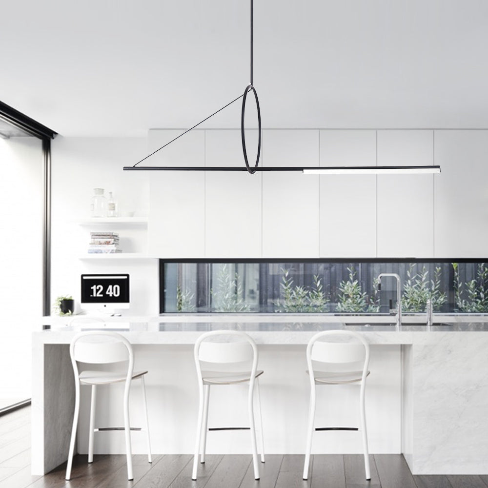 Contemporary Black Linear LED Bar Pendant Lights, Island Lights ...