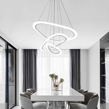 Modern 3-Ring High Ceiling Long LED Pendant Light, Led Pendant Lights ...
