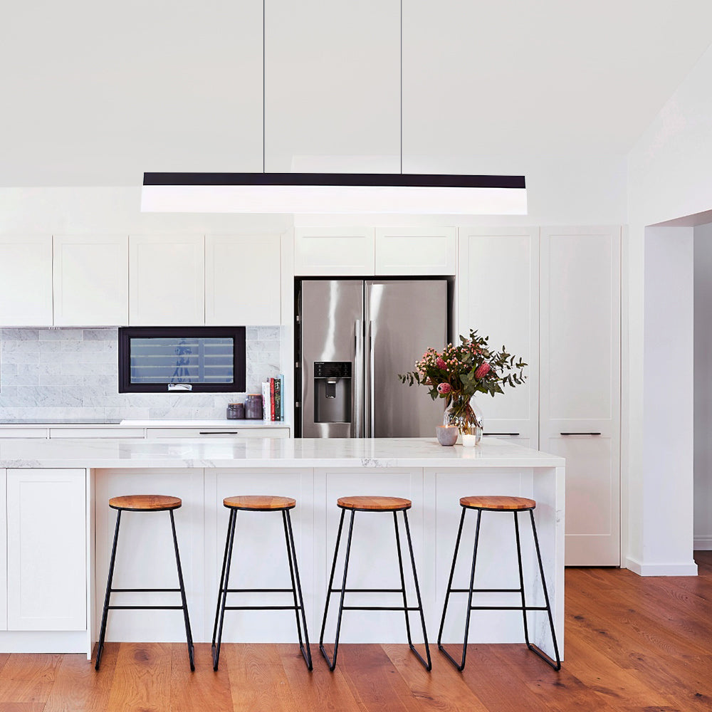 Modern Minimalist Dimmable Led Linear Chandelier Over Table Hanging ...