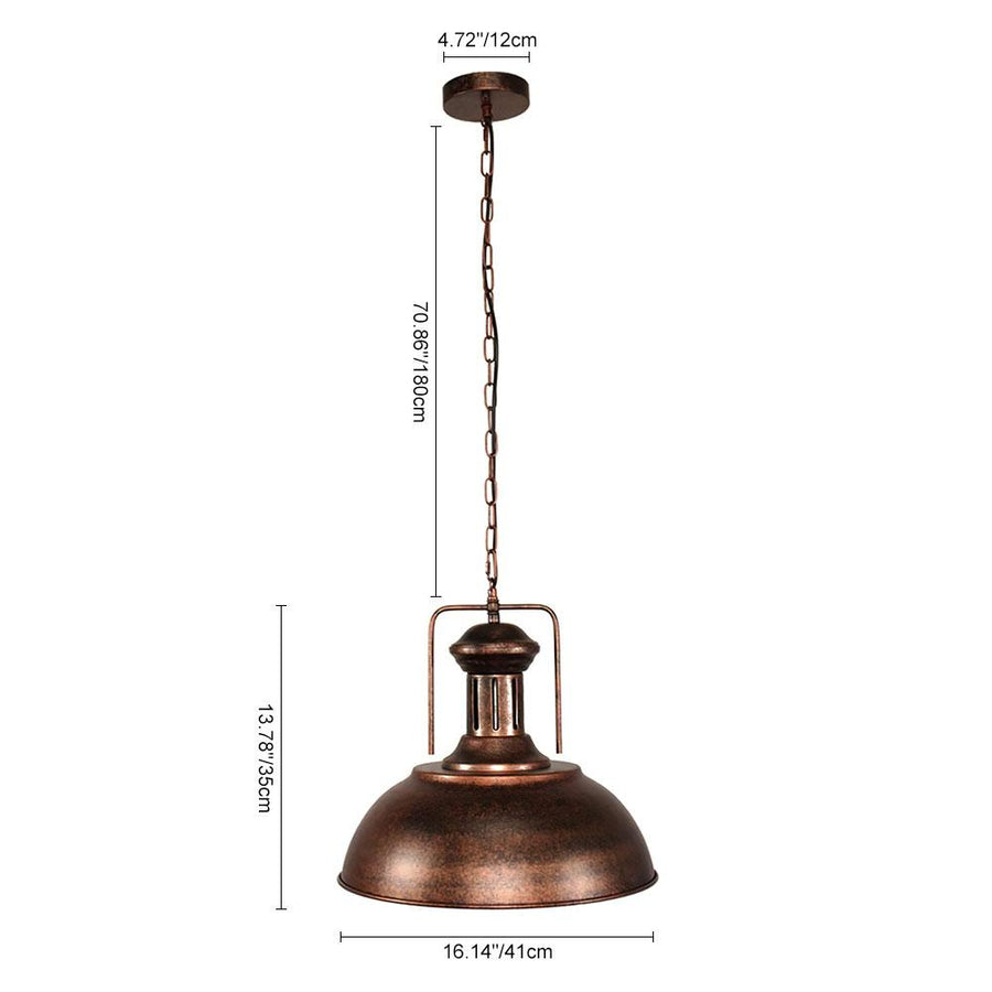 Industrial Rustic Single Rusty Dome Pendant Light Kitchen Bench Lights ...