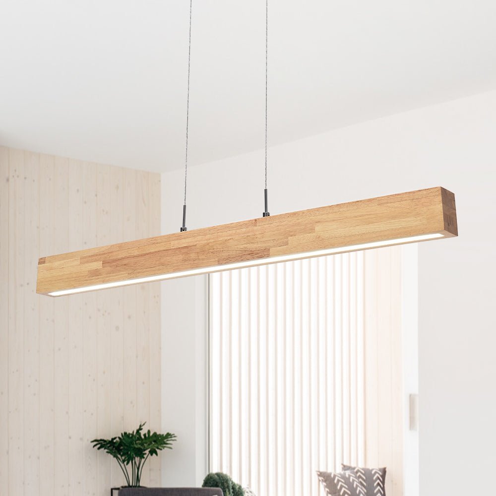 Minimalist Dimmable Linear Led Pendant With Wood Accent Kitchen Island ...