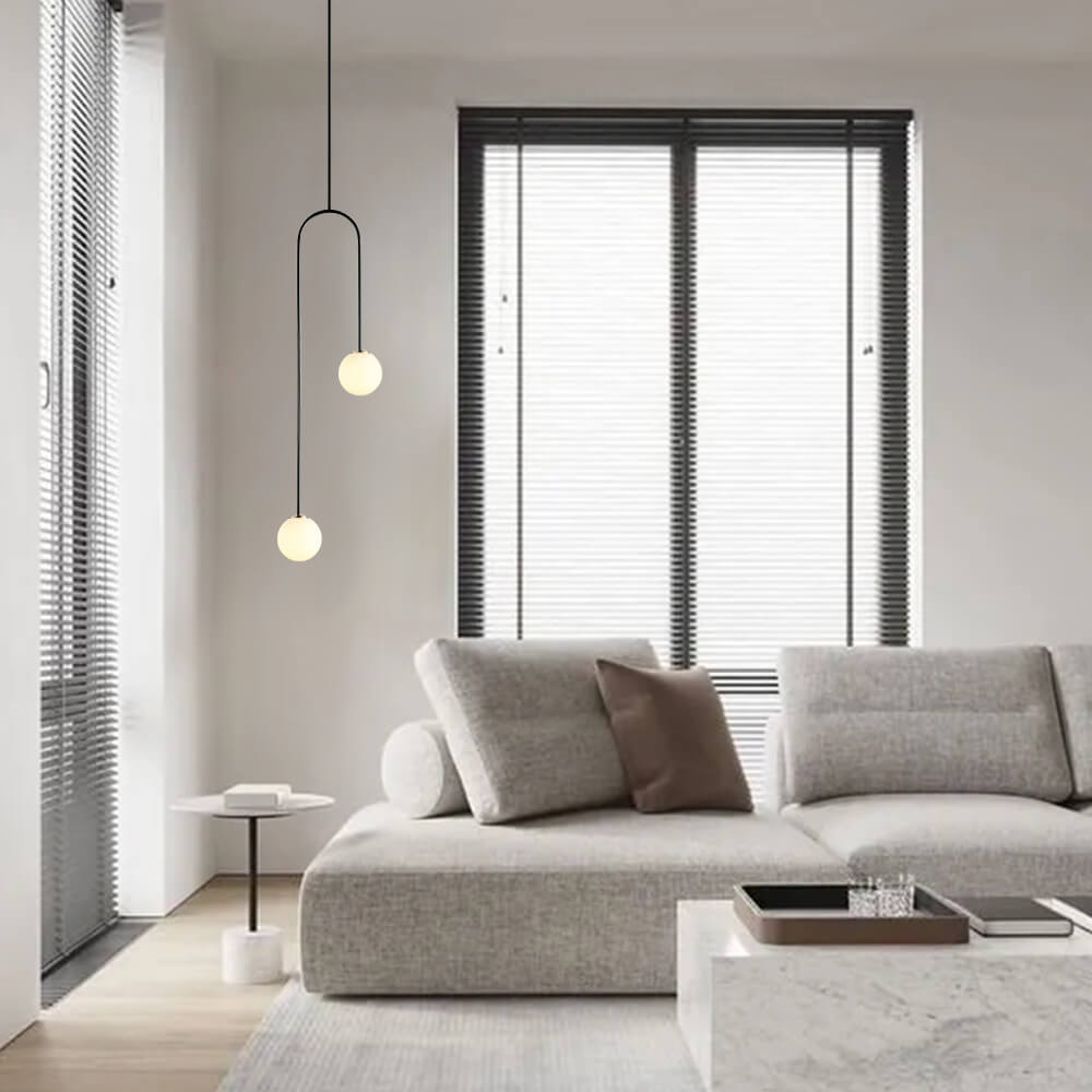 Minimalist Globe Modern Pendant Lighting 2-Light Bedroom Pendant Light ...