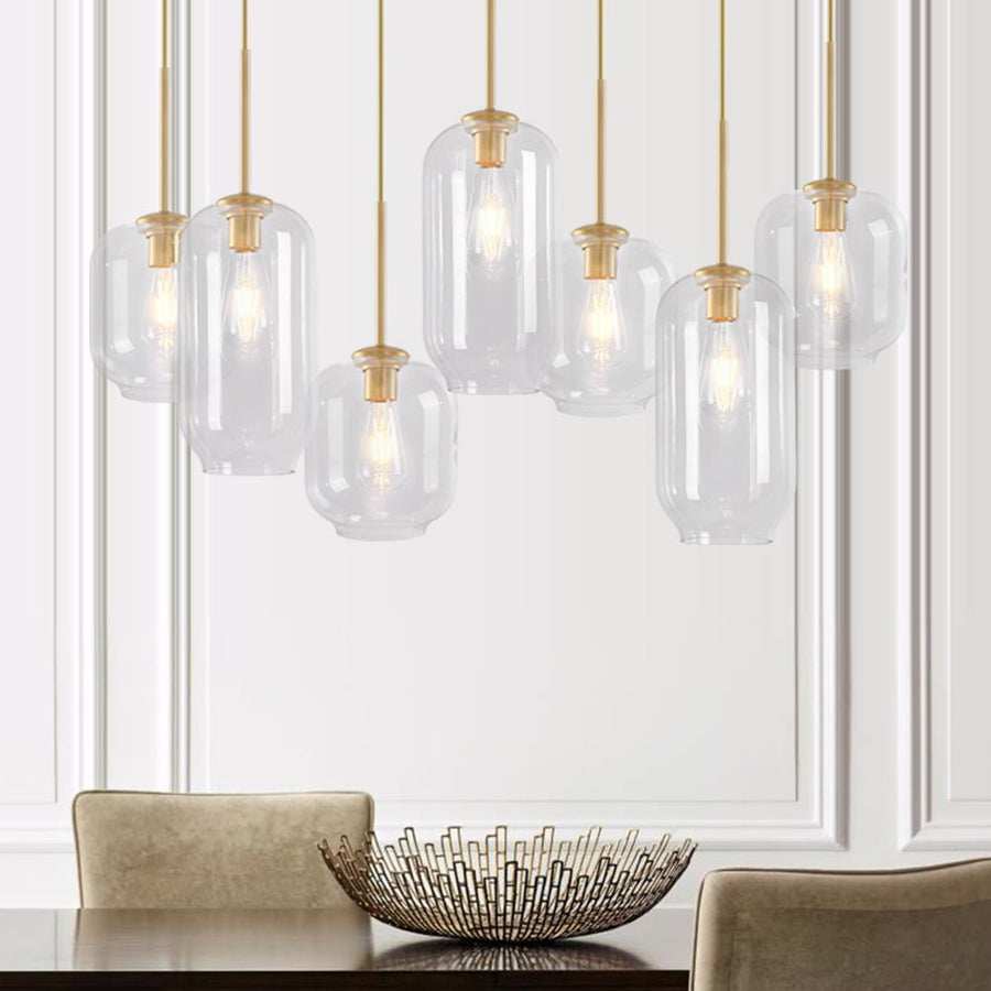 Modern 7-Light Cluster Glass Island Pendant Lights, Kitchen Pendants ...