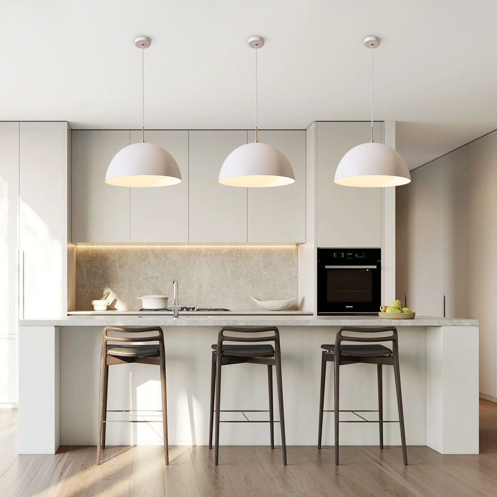 Modern Minimalist 1-Light White Dome Pendant Light, Kitchen Island ...