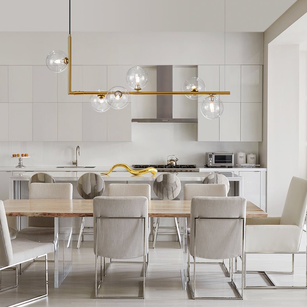 Modern Minimalist 6 Lights Linear Lighting, Kitchen Island Chandeleir ...